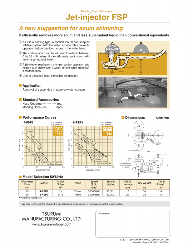 Tsurumi Floating Scum Skimmer (FSP) - PHILMAN Group of Companies